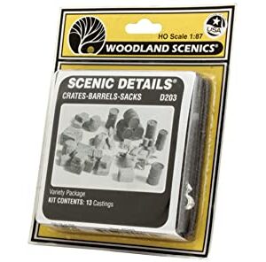 Woodland Scenics HO Scale Scenic Details Crates, Barrels, and Sacks