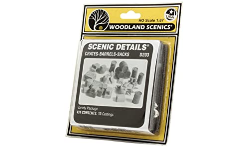 Woodland Scenics HO Scale Scenic Details Crates, Barrels, and Sacks