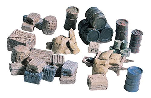 Woodland Scenics HO Scale Scenic Details Crates, Barrels, and Sacks