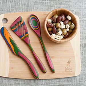 Exotic Pakkawood 7-Piece Kitchen Utensil Set with Spoon, Slotted Spoon, Spatula, Corner Spoon, Small Spoon, Small Spatula/Turner, Spreader - Earth Friendly Material - by Crate Collective (Rainbow)