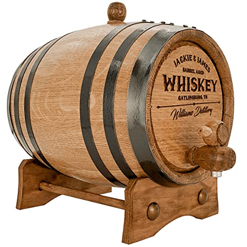 Personalized - Customized American White Oak Aging Barrel - Barrel Aged (2 Liters, Black Hoops)