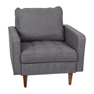 flash furniture hudson mid-century modern commercial grade armchair with tufted faux linen upholstery & solid wood legs, set of 1, dark gray