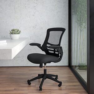 flash furniture kelista mid-back swivel ergonomic task office chair with flip-up arms, bifma certified-set of 5, black mesh