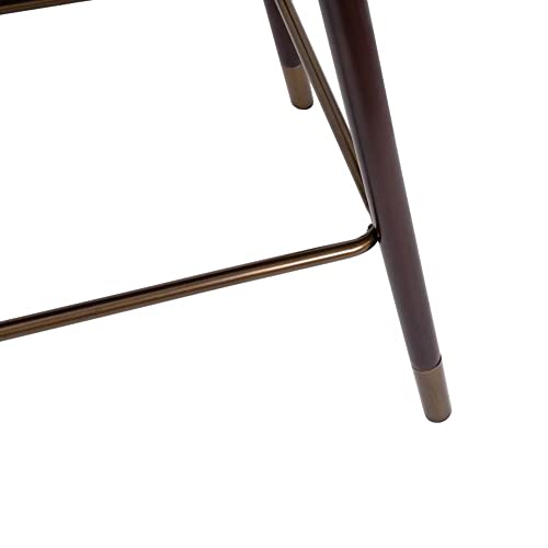 Flash Furniture Margo Commercial Grade Mid-Back Counter Stool - Black LeatherSoft Upholstery - Walnut Finish Beechwood Legs with Soft Bronze Accents - 26" Barstool