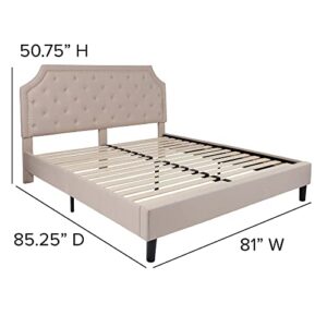 Flash Furniture Upholstered Platform Bed/Mattress Set, King, Beige