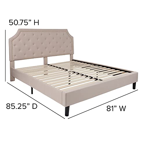 Flash Furniture Upholstered Platform Bed/Mattress Set, King, Beige