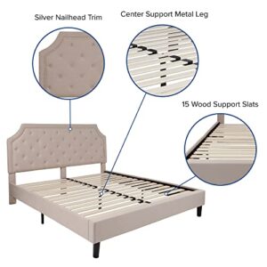 Flash Furniture Upholstered Platform Bed/Mattress Set, King, Beige