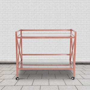 flash furniture glenwood park glass kitchen serving and bar cart with rose gold frame