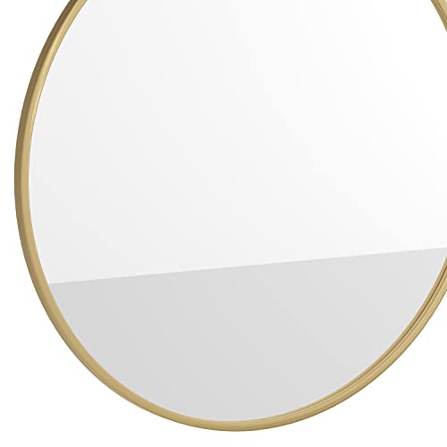 Flash Furniture Julianne Metal Framed Wall Large Accent Mirror for Bathroom, Vanity, Entryway, Dining, Living Room, 30" Round, Gold