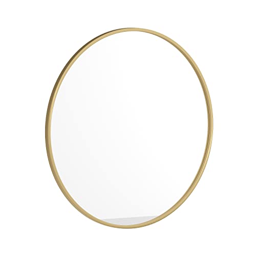 Flash Furniture Julianne Metal Framed Wall Large Accent Mirror for Bathroom, Vanity, Entryway, Dining, Living Room, 30" Round, Gold