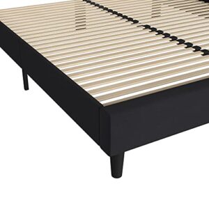 Flash Furniture Addison Platform Bed - Charcoal Fabric Upholstery - King - Headboard with Rounded Edges - Wood Slat Support - No Box Spring or Foundation Needed