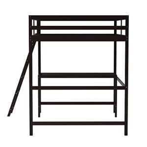 Flash Furniture Riley Loft Bed Frame with Desk - Espresso Wood Slats - Full Size - Protective Guard Rails & Ladder - Kids, Teens and Adults - Space Saving Design