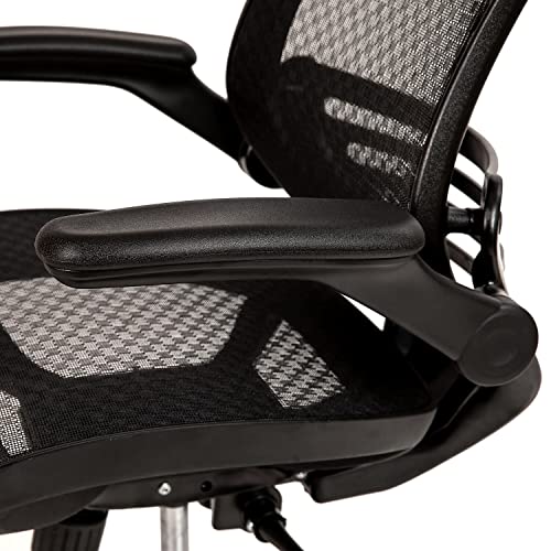 Flash Furniture Mid-Back Transparent Black Mesh Executive Swivel Office Chair with Black Frame and Flip-Up Arms