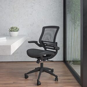 Flash Furniture Mid-Back Transparent Black Mesh Executive Swivel Office Chair with Black Frame and Flip-Up Arms