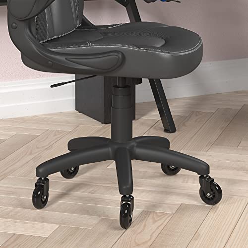 Flash Furniture X10 Gaming Chair Racing Office Computer PC Adjustable Chair with Flip-up Arms and Transparent Roller Wheels, Black LeatherSoft