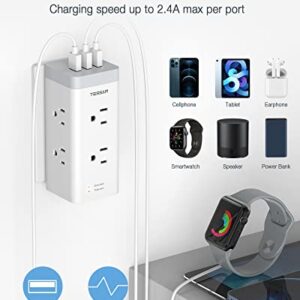 Multi Plug Outlet Extender with USB, TESSAN Surge Protector Outlet with 3 USB Wall Charger, 1050J Multiple Outlet Expander with 6 Electrical Outlet for Home, Dorm Room Essentials