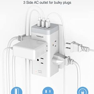 Multi Plug Outlet Extender with USB, TESSAN Surge Protector Outlet with 3 USB Wall Charger, 1050J Multiple Outlet Expander with 6 Electrical Outlet for Home, Dorm Room Essentials