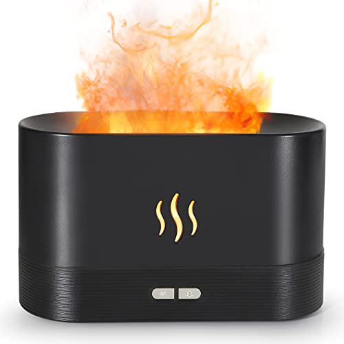 Depulat Flame Air Diffuser,Humidifier,Portable-Noiseless Aroma Diffuser for Home,Office or Yoga Essential Oil Diffuser with No-Water Auto-Off Protection(Black)