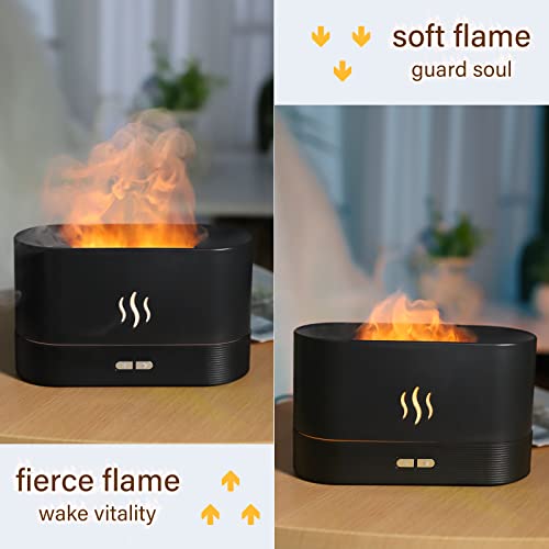 Depulat Flame Air Diffuser,Humidifier,Portable-Noiseless Aroma Diffuser for Home,Office or Yoga Essential Oil Diffuser with No-Water Auto-Off Protection(Black)