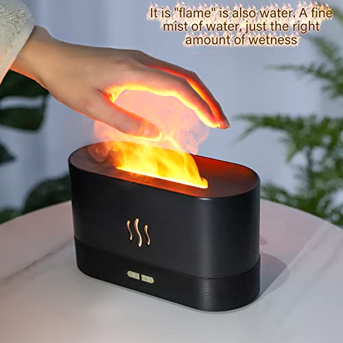 Depulat Flame Air Diffuser,Humidifier,Portable-Noiseless Aroma Diffuser for Home,Office or Yoga Essential Oil Diffuser with No-Water Auto-Off Protection(Black)