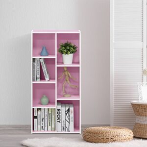 Furinno 7-Cube Reversible Open Shelf, White/Pink 11048WH/PI