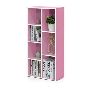 Furinno 7-Cube Reversible Open Shelf, White/Pink 11048WH/PI