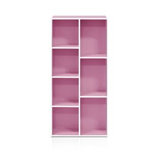 Furinno 7-Cube Reversible Open Shelf, White/Pink 11048WH/PI