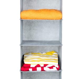 MAX Houser 6 Tier Shelf Hanging Closet Organizer, Closet Hanging Shelf with 2 Sturdy Hooks for Storage, Foldable (Light Grey)