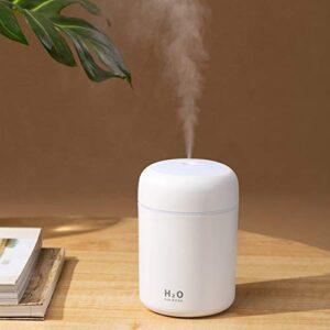 Colorful Cool Mini Humidifier,Essential Oil Diffuser, USB Portable Mini Humidifier for Car, Office Bedroom, Desktop, 7 Color 2 Mist Modes, Super Quiet (White)