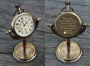 portho custom anniversary gift desk clock, silent desk clock for home decor, perfect gift on graduation day, wedding anniversary, valentine’s day, old school time piece