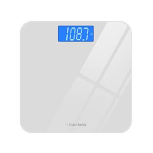 innotech digital bathroom scale with easy-to-read backlit lcd (white)