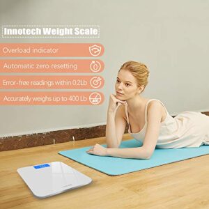 Innotech Digital Bathroom Scale with Easy-to-Read Backlit LCD (White)