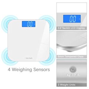 Innotech Digital Bathroom Scale with Easy-to-Read Backlit LCD (White)