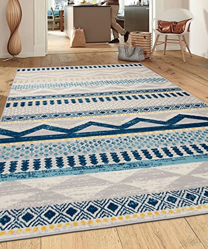 Rugshop Sky Collection Contemporary Bohemian Design Area Rug 5' x 7' Blue