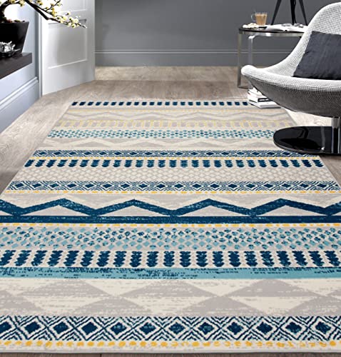 Rugshop Sky Collection Contemporary Bohemian Design Area Rug 5' x 7' Blue