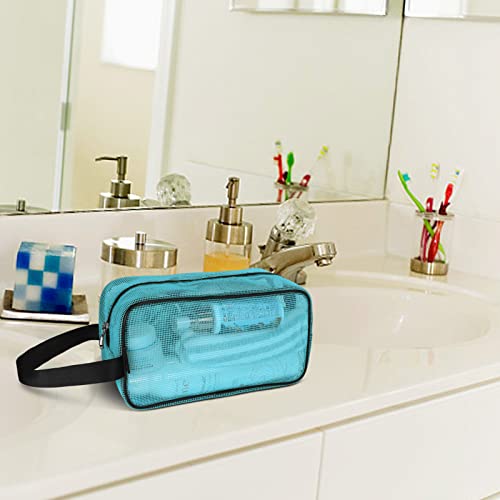 Moyad Mesh Shower Caddy Portable Toiletry Bag Shower Tote College Dorm Room Essentials for Girls Guys Gym Bag Bathroom Shampoo Bags Travel Shower Caddy Camping Shower Organizer Hanging, Blue