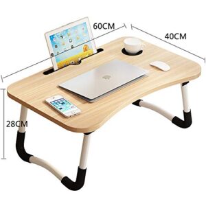 Lap Desk with Storage Drawer, Holders for Cup and Tablet, Laptop Bed Tray Table with Foldable Legs, Laptop Bed Stand, Portable Standing Table for Sofa Couch Floor Bed (23.6", Walnut)