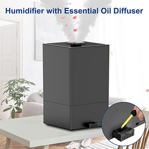 6L Humidifiers for Bedroom Large Room, Cool Mist Humidifiers for Baby Nursery Plants with Essential Oils Diffuser, 360°Rotatable Double Spray Outlet Nozzle, Auto-Shut Off, Sleep Mode, Quiet, Top Fill Ultrasonic Smart Control, Easy to Clean