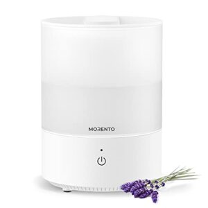 cool mist humidifier for bedroom, morento top fill humidifier essential oil diffuser with 2.5l water tank for home and office, baby and plants with night light, sleep mode, auto shut off, white