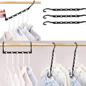 HOUSE DAY Black Magic Space Saving Hangers, Premium Smart Hanger Hooks, Sturdy Cascading Hangers with 5 Holes for Heavy Clothes, Closet Organizers and Storage, College Dorm Room Essentials 10 Pack