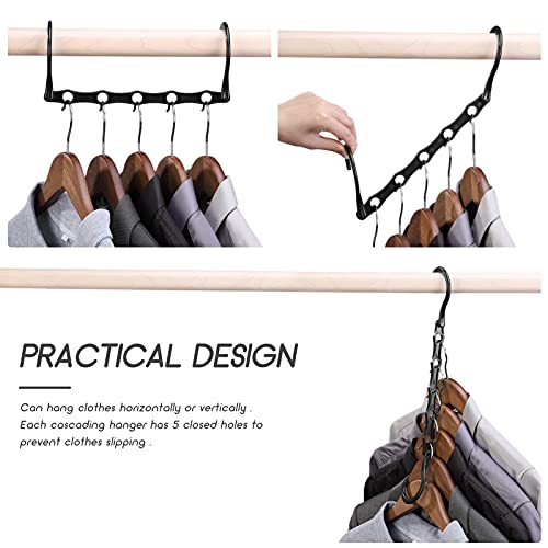 HOUSE DAY Black Magic Space Saving Hangers, Premium Smart Hanger Hooks, Sturdy Cascading Hangers with 5 Holes for Heavy Clothes, Closet Organizers and Storage, College Dorm Room Essentials 10 Pack