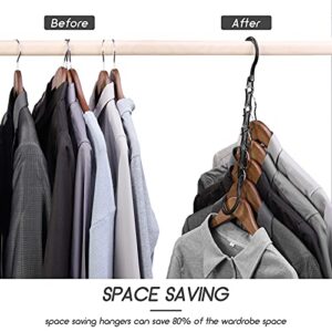 HOUSE DAY Black Magic Space Saving Hangers, Premium Smart Hanger Hooks, Sturdy Cascading Hangers with 5 Holes for Heavy Clothes, Closet Organizers and Storage, College Dorm Room Essentials 10 Pack