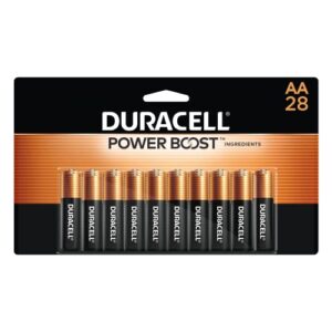 duracell coppertop aa batteries with power boost ingredients, 28 count pack double a battery with long-lasting power, alkaline aa battery for household and office devices