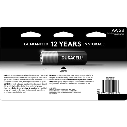 Duracell Coppertop AA Batteries with Power Boost Ingredients, 28 Count Pack Double A Battery with Long-lasting Power, Alkaline AA Battery for Household and Office Devices