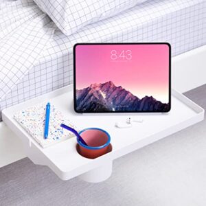 bedshelfie with deep cupholder the original bedside shelf for bed bunk bed shelf college dorm room essentials dorm bed shelf clip-on table tray caddy as seen on business insider (lg 17 x 11.6 white)