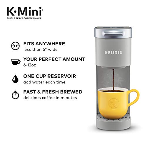 Keurig K-Mini Coffee Maker, Single Serve K-Cup Pod Coffee Brewer, 6 to 12 oz. Brew Sizes, Studio Gray