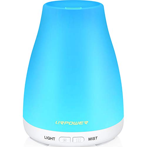 URPOWER 2nd Version Essential Oil Diffusers,Aroma Essential Oil Cool Mist Humidifier with Adjustable Mist Mode,less Water Auto Shut-Off and 7 Color Lights Changing for Home Office Baby