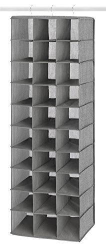 Whitmor, Crosshatch Gray, Hanging Shoe Shelves Closet Organizer, 30 Section