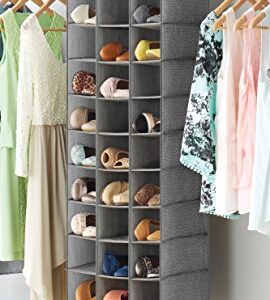 Whitmor, Crosshatch Gray, Hanging Shoe Shelves Closet Organizer, 30 Section