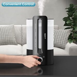 SDHT Humidifiers for Large Room,4L Humidifiers for Bedroom,Top Fill Cool Mist Humidifiers for Baby and Plants,Easy to Clean and Fashion Design,40H,Quiet (Mechanical, Black)